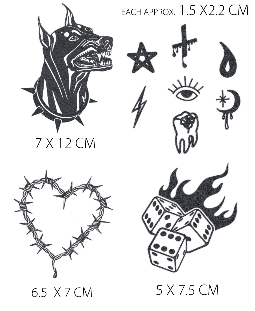Black Temporary Tattoo Set (Large) | Tattooed Now
